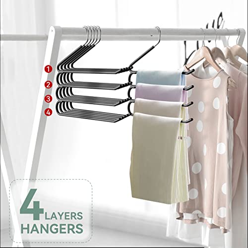Pants Hanger Jeans Trouser Hanger 3 Pack Stainless Steel Rack Non Slip Closet Space Saver for Tie Scarf Shock Jeans Towel Clothes(Black)