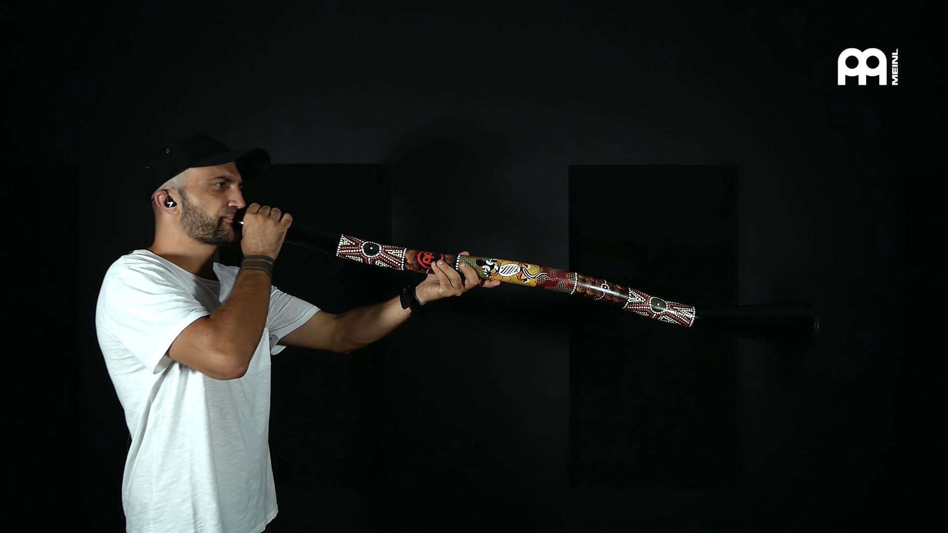 Meinl Percussion 51" Synthetic Didgeridoo, S-Shaped Body in Black with Hand Painted Native Design-NOT MADE IN CHINA-Creates Distinctive Australian Drone Note, 2-YEAR WARRANTY (SDDG2-BK)