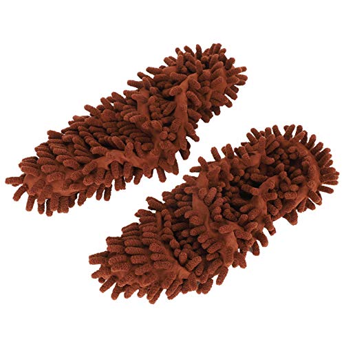 Mop Slippers Shoes Cover, 10Pcs Chenille Mop Slippers Multifunction Floor Cleaning Shoes Dust Cleaner Accessory(Tan)