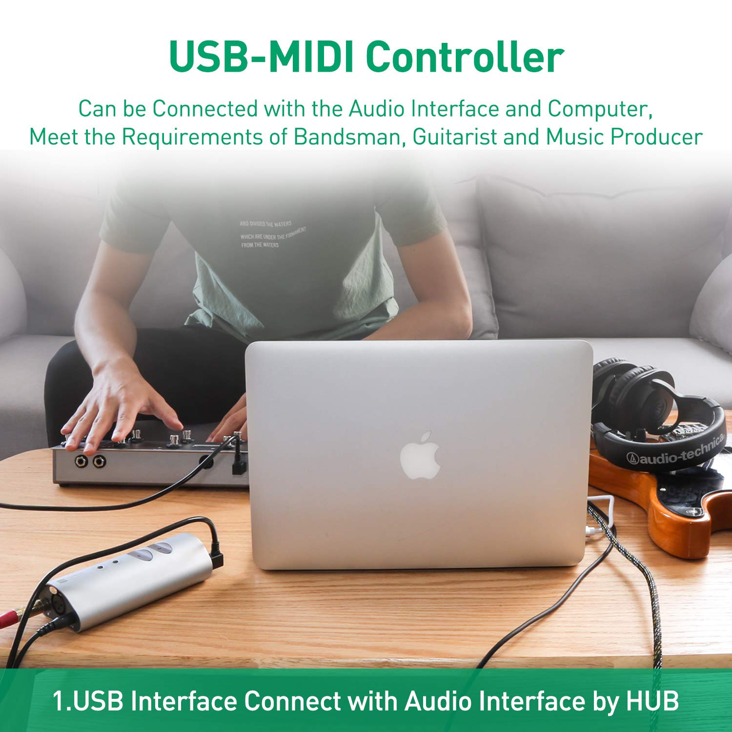 MIDI Foot Controller,MeloAudio Guitar Floor Multi-Effects Portable USB MIDI Foot Controller with 10 Foot Switches,2 Expression Pedal Jacks and 8 Host Presets