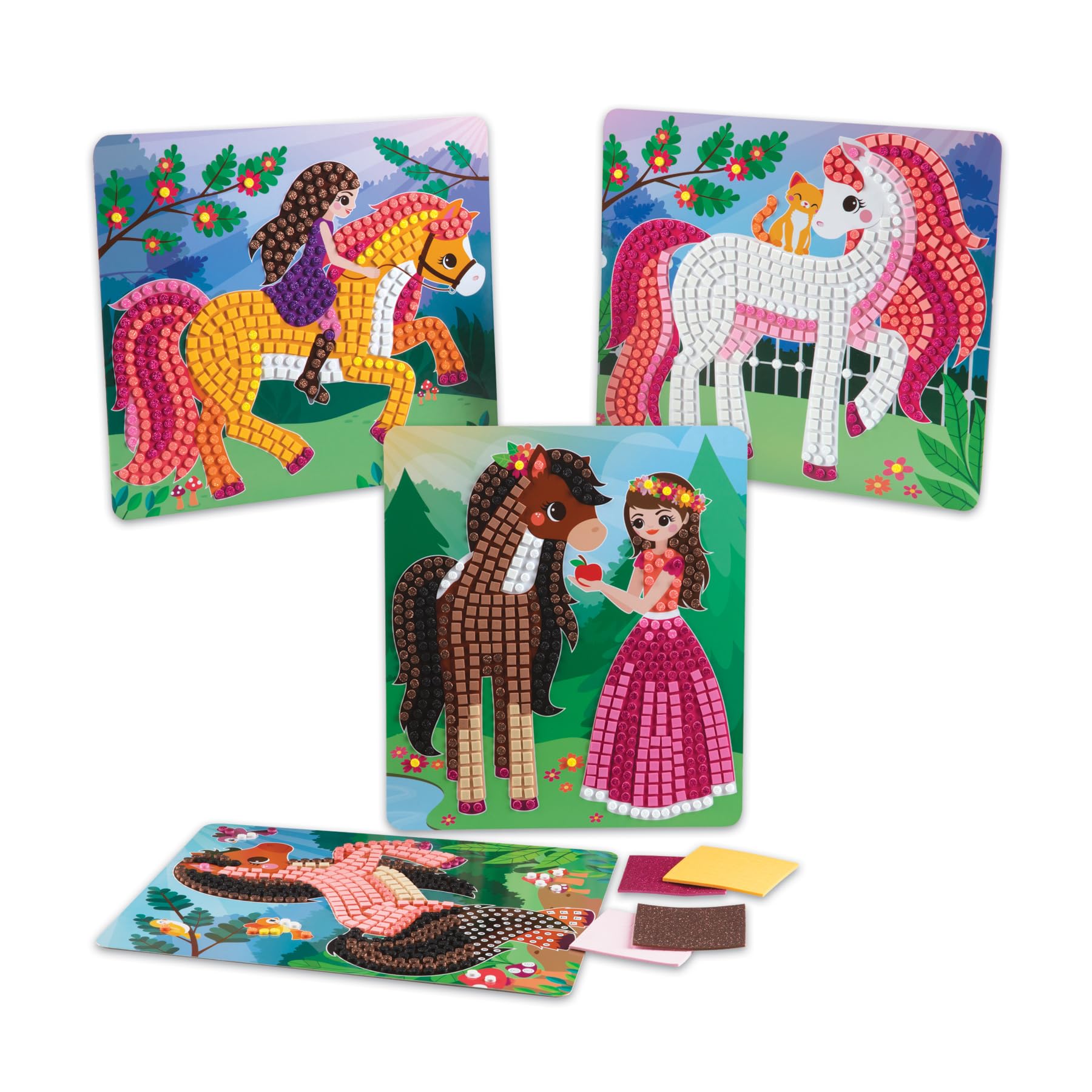 ORB 50993.0 Sticky Mosaics Horses, Multi, Brown/Yellow/Pink/Green, 12" x 2" x 10.75"