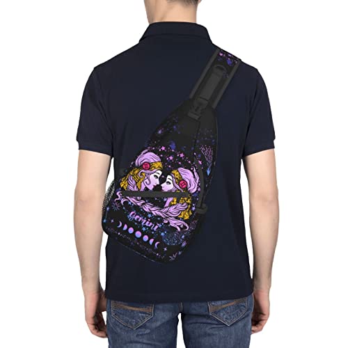 Gemini Constellation Sling Bag Chest Bag Zodiac Sign Crossbody Bags For Men Women