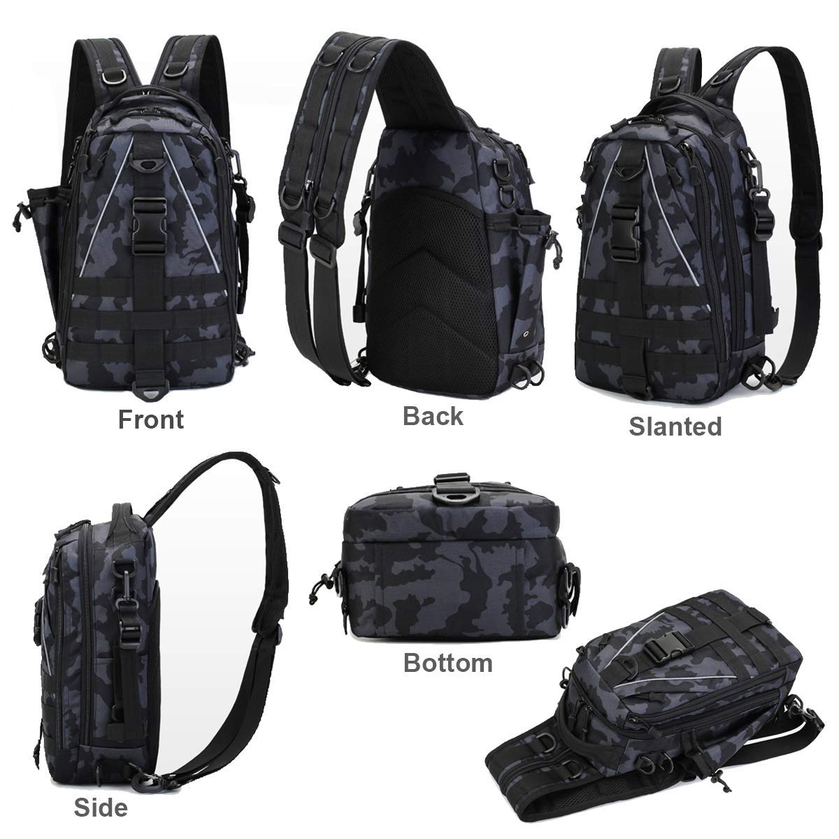 BraveHawk OUTDOORS Tactical Sling Pack Backpack, 800D Military Nylon Oxford Water Resistant MOLLE Utility Two Shoulder Backpack EDC Crossbody Bag Outdoor Daypack Organizer (Medium)
