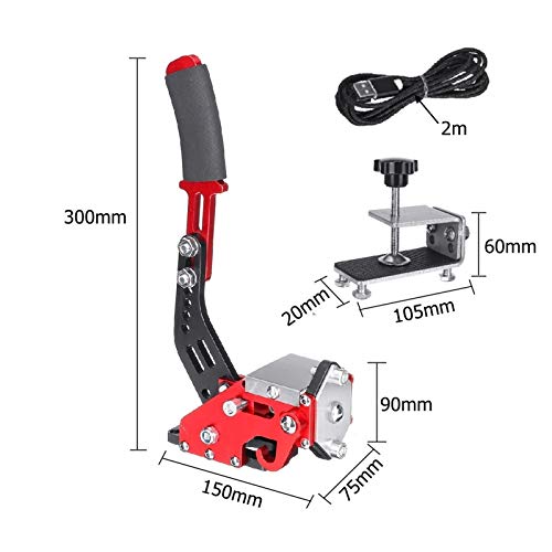 WHWEI 16bit Hall Sensor USB Handbrake SIM W/Clamp Fit for Racing Games G25/27/29 T500 FANATECOSW Dirt Rally (Color : Red)