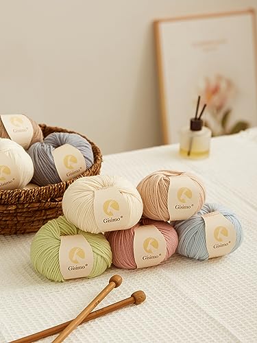 Gisimo 100% Merino Wool Yarn, 6-Ply Luxurious and Soft Yarn for Hand Knitting & Crocheting, 1.76 OZ/50g, 127 yds/116 Meters (Morandi Blue, 1 Ball)