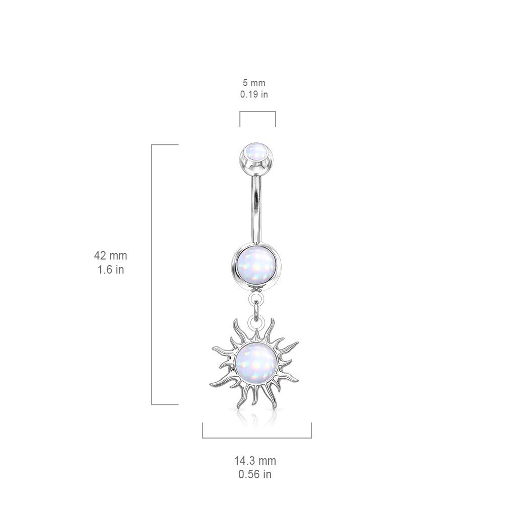 BODY DAZZ 14G Surgical Steel Tribal Sun Belly Button Navel Ring (Aqua (Epoxy Stone Dangle))