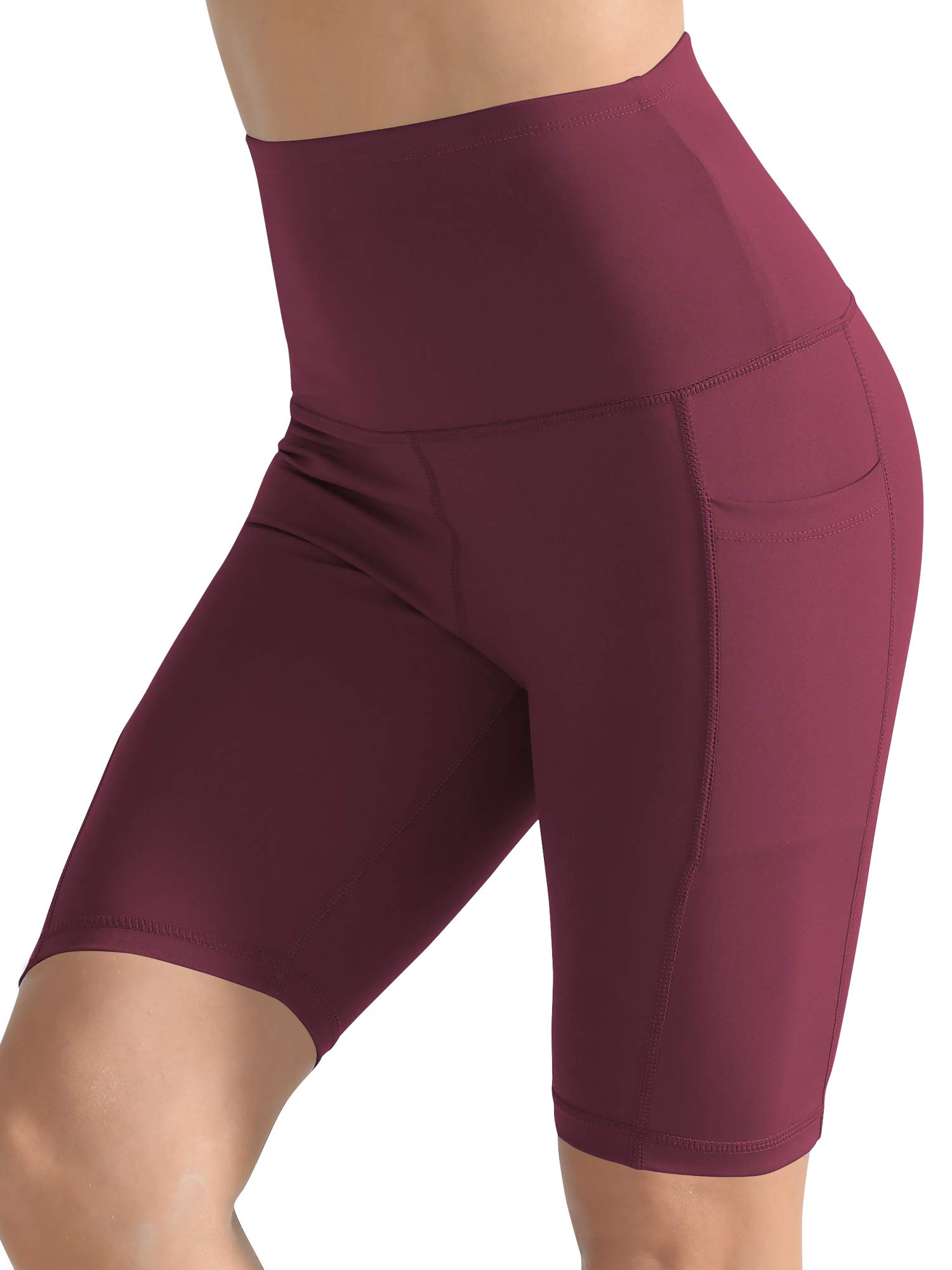 CADMUS 3 Pack Women 9" Biker Compression Short Leggings for Yoga Workout with Big Pockets,3 Pack,1026,Black,Navy Blue,Wine Red,X-Large