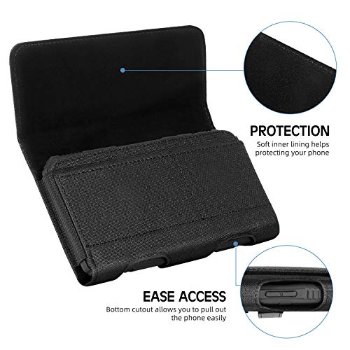 Mopaclle Phone Holster for Galaxy Note 20 Ultra/ S23 Ultra / S21+/ A13/ A14/ A03/ A04s/ A42/ A21/A52 /A53/A73/ iPhone 13 Pro Max/ 15 Plus/Moto G Stylus, Nylon Belt Clip/Loops Phone Pouch Card Holder