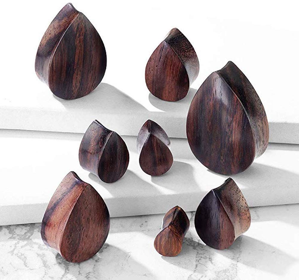 Covet Jewelry Organic Sono Wood Tear Drop Shape Double Flared Saddle Plug (3/4" (19mm))
