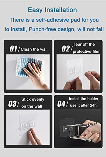 Hair Dryer Holder Wall Mounted Self Adhesive Blow Dryer Holder Stainless Steel Hair Dryer Rack Holder Silber Punching Free Shelf Storage for Bathroom/Bedroom/Washroom