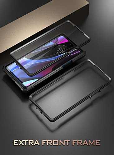 Poetic Revolution Case for Moto Edge Plus 5G 6.7" (2022) / Edge+ 5G UW (2022), Model # XT2201, Full-Body Rugged Shockproof Protective Cover with Kickstand and Built-in-Screen Protector, Black