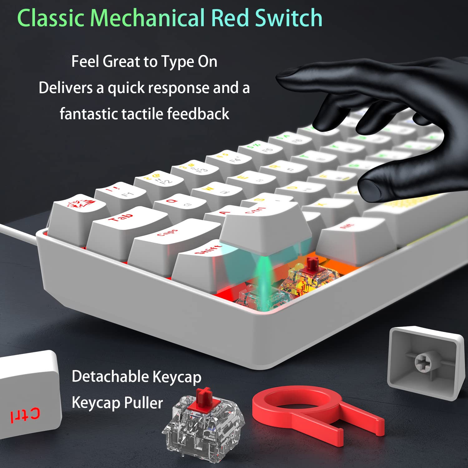 K65 Pro 60% Gaming Keyboard,Mouse Combo Small Mini RGB Backlight Mechanical Keyboard and Ultralight Honeycomb Optical Mouse and Mouse Pad Linear Red Switch Anti-Ghosting for Xbox,PS4,PC,Laptop(Blue)
