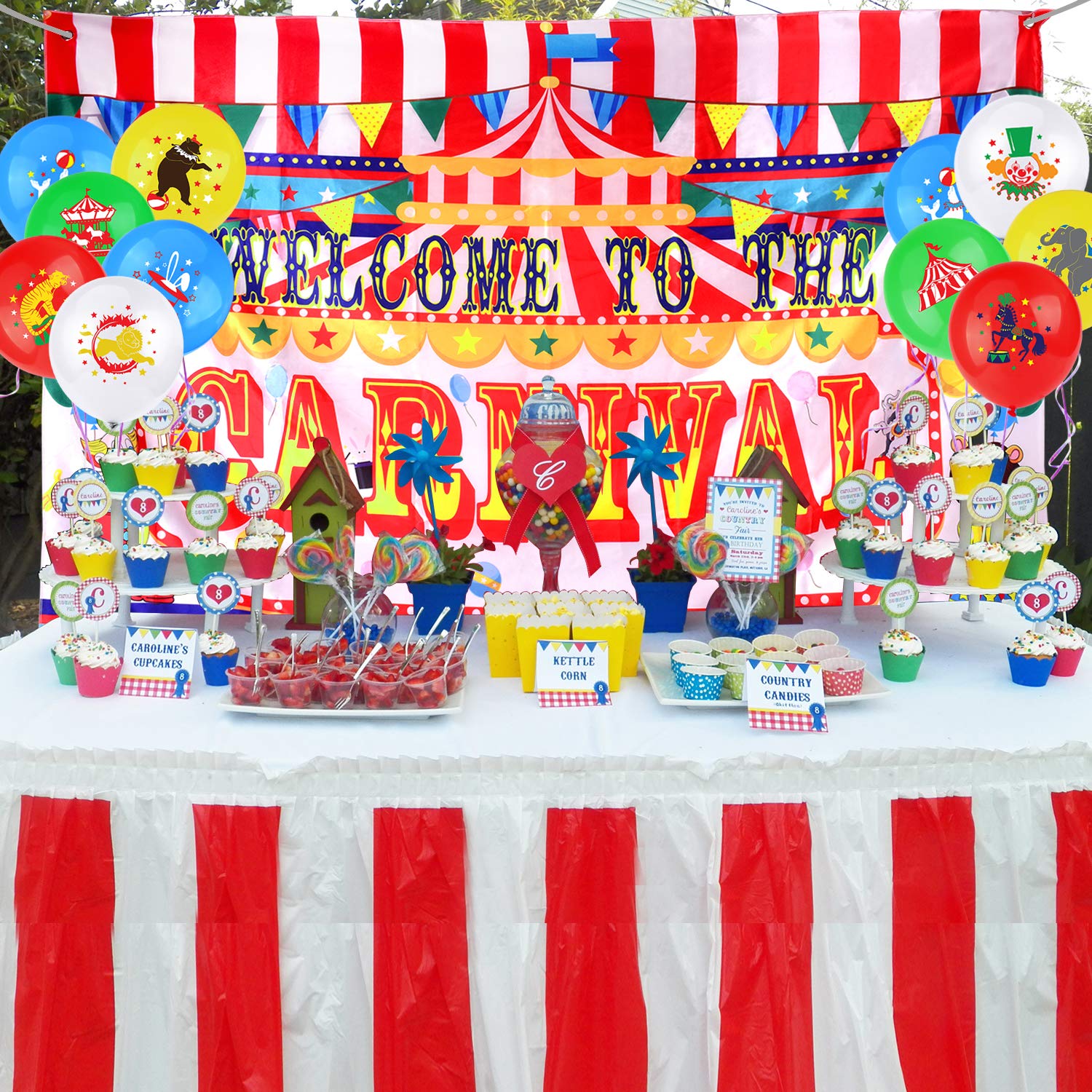 Circus Carnival Banner Backdrop,20 Carnival Balloons 11 Carnival Photo Booth Props For Circus Carnival Party Supplies Decorations
