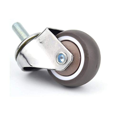 Norgail 1 Inch Small Tiny Shopping Cart Wheel Replacement Swivel Caster Wheels Soft Rubber TPE M6x 15mm Mini Threaded Stem Caster Wheel, 33lb/15kg Load Capacity, Set of 4