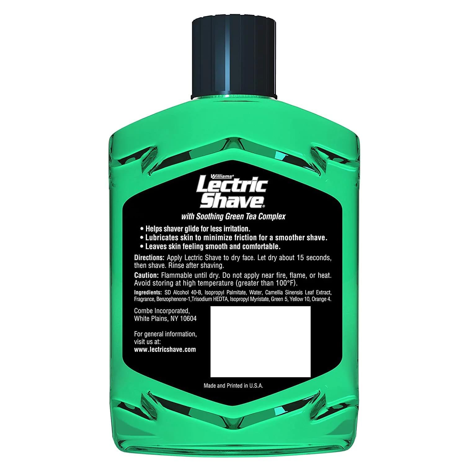 Williams Lectric Shave – Electric Razor Pre-Shave with Soothing Green Tea Complex, 7 fl oz (207 mL)