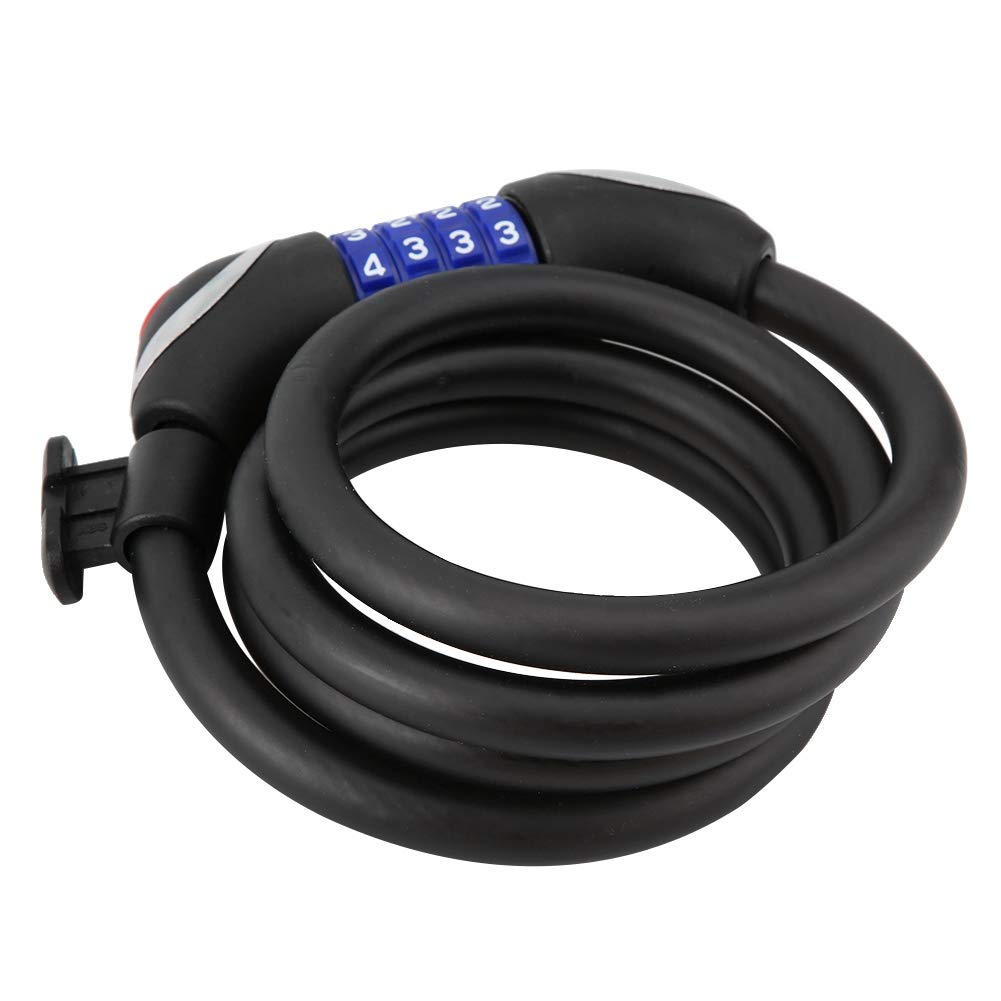 Bike Lock with 4-Digit Resettable Number, Cable Lock, High Security Light Password Anti-theft Security Steel Cable Lock for Cycling Outdoors