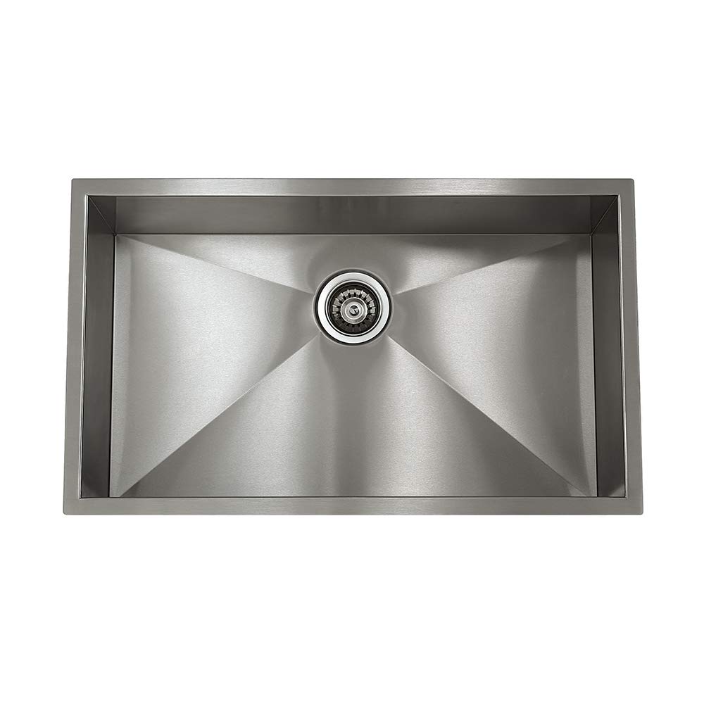 KABCO K-SSZRIS1 32 Inch 16 Guage Undermount kitchen sink Zero Radius Single Bowl stainless steel Finish kitchen sink 32"L X 19"W X 10"D Inch