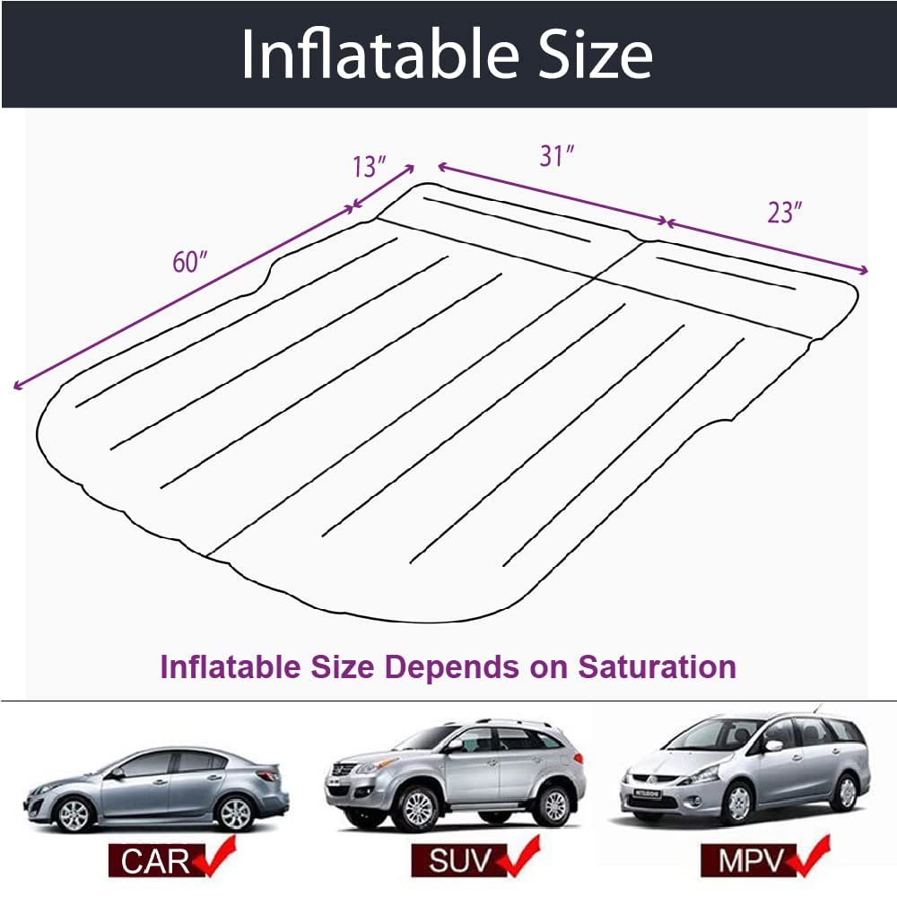 Car Air Mattress, Inflatable Car Mattress for Back Seat, Car Bed with Air Pump, Home Sleeping Pad (Light Brown)