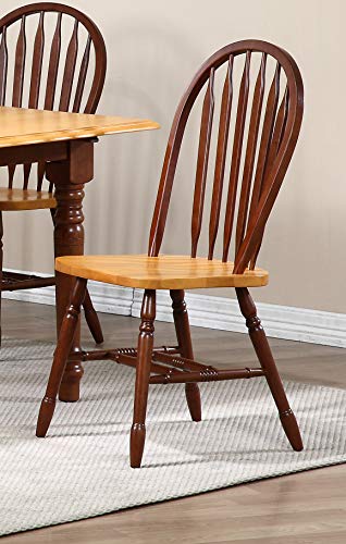 Sunset Trading Selections Windsor Arrowback Side Two Tone Nutmeg Brown Light Oak Solid Wood | Set of 2 Fully Assembled Sidechairs Dining Chair