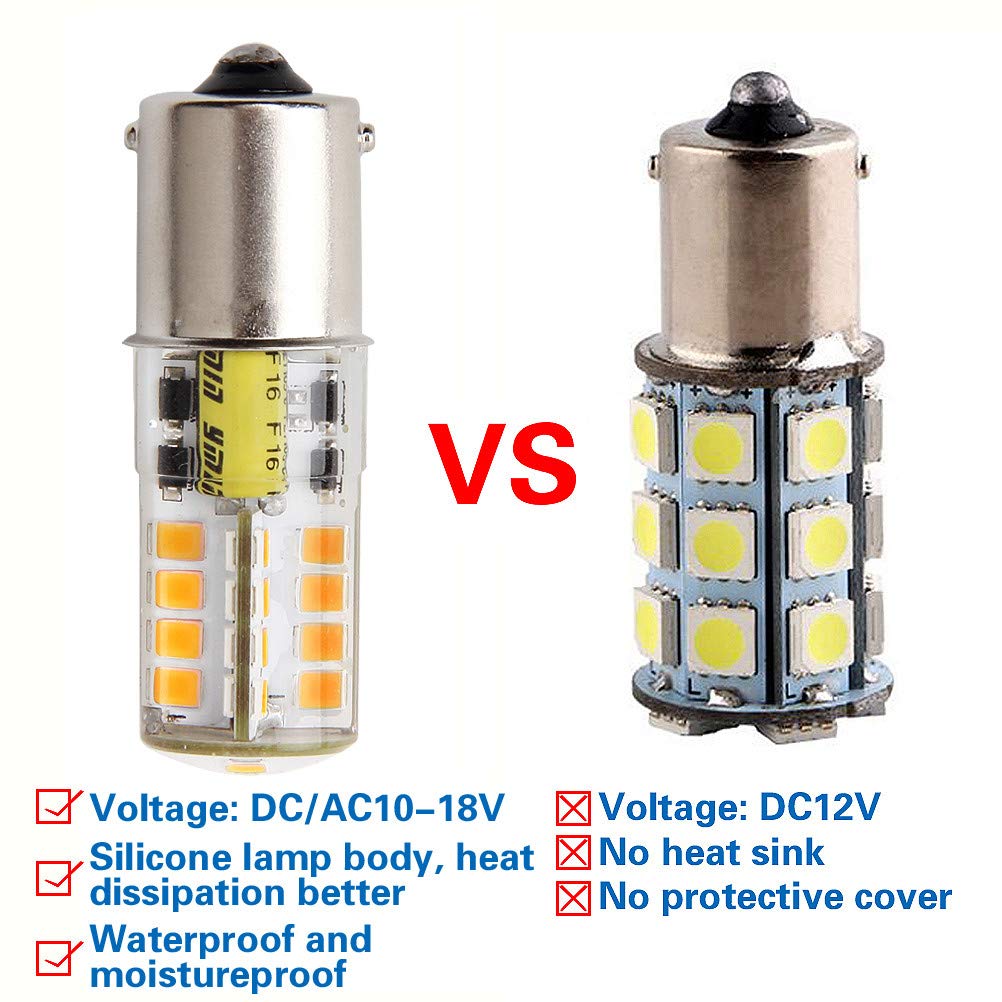 HRYSPN 4PCS BA15S LED Bulb 12V, Waterproof Bulb, 1141 1156 Bayonet Single Contact Base for Landscape RV Camper Interior Marine Boat Trailer Lights, Warm White 3000K