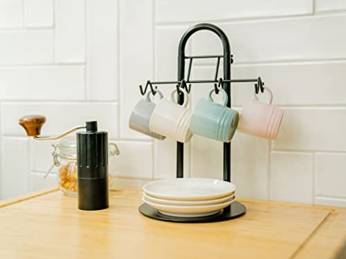 ikloo Metal Small Coffee Cup Stand, Tabletop Coffee Cup Rack Holder, Drying Display Rack, Coffee bar Accessories, Kitchen Counter Organizer, Tea Cup Rack Stand, Cup Rack for Counter Black.