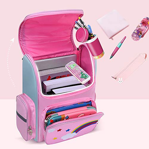 HT HONOR . TRUST Girls Backpack 16inch for 5 6 7 8 years old Backpacks Kids Elementary School Bag for Girls Pink Children BookBag
