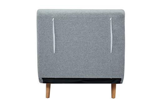 GIA Tri-Fold Light Gray Single Seat Convertible Futon with wooden effect leg/Sofa Bed with Romevoable pillow, Extra Thickness,Flexible position change and Space-Saving.