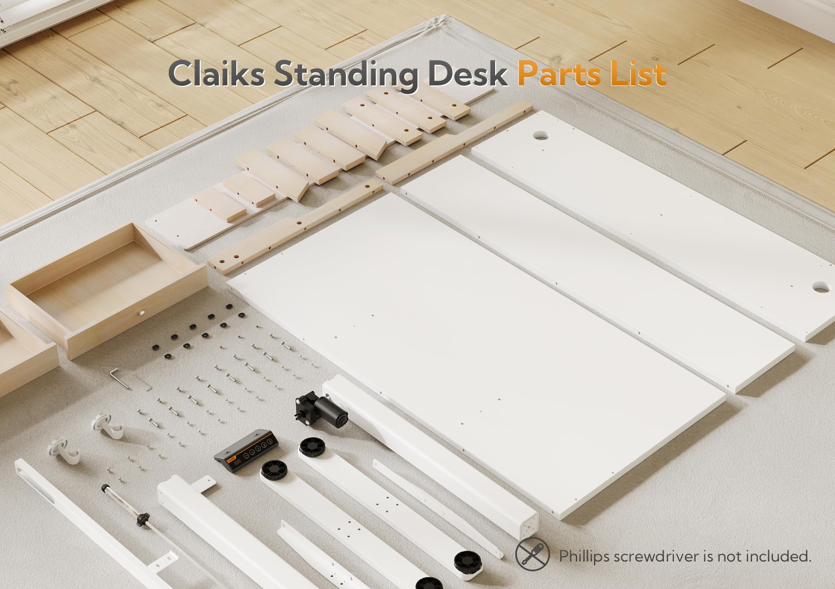 Claiks Standing Desk with Drawers, Electric Adjustable Standing Desk Adjustable Height, Sit Stand Up Desk with Storage Shelves & Wheels, 48 Inch White