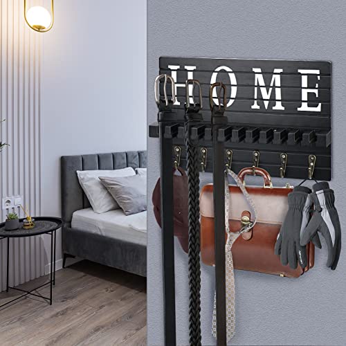FTUREERA Belt Hanger, Belt Organizer with Hooks Wall Mount, Belt Holder Rack for Men/Women Closet