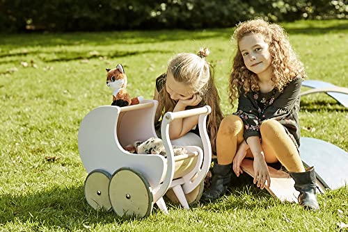 Kinderfeets Pram Walker - Toy Stroller for for Babies, Kids, and Toddlers | Sustainable and Eco-Friendly | 2-in-1 Walker and Stroller Design (White)