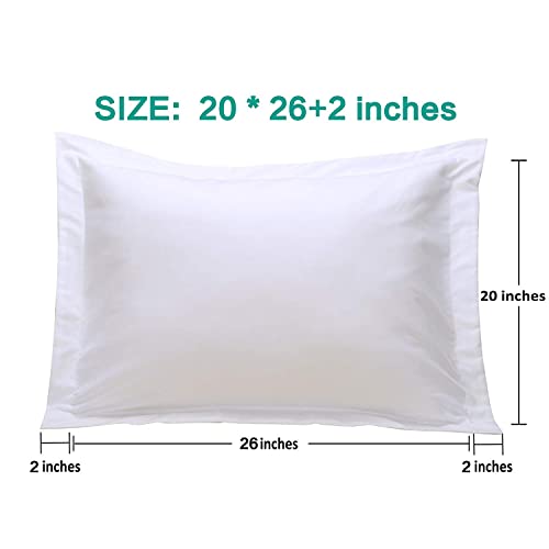 NTBAY 100% Brushed Microfiber Standard Pillow Shams Set of 2, Super Soft and Cozy, Wrinkle, Fade, Stain Resistant 20x26 Inches Oxford Pillowcases, White