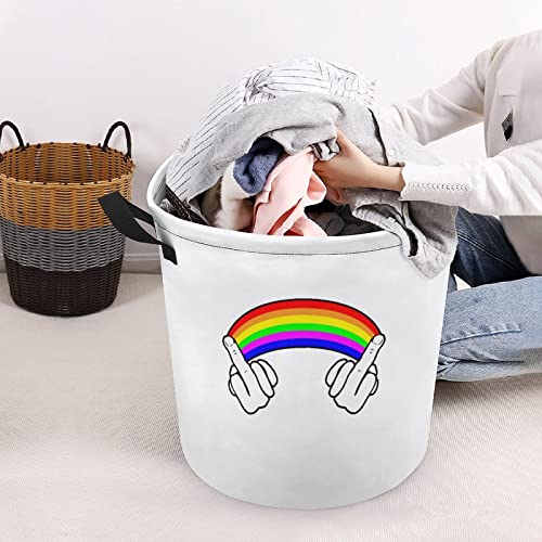 Fuck Gay Pride LGBT Rainbow Large Laundry Basket Hamper Bag Washing with Handles for College Dorm Portable