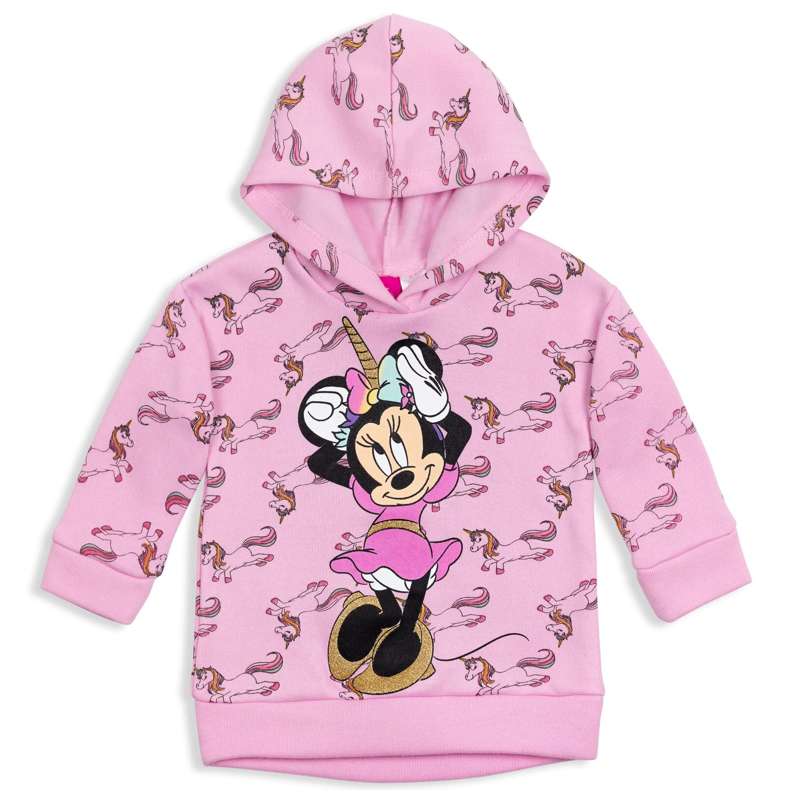Disney Minnie Mouse Infant Baby Girls Fleece Pullover Hoodie & Jogger Pants Set Pink 18 Months