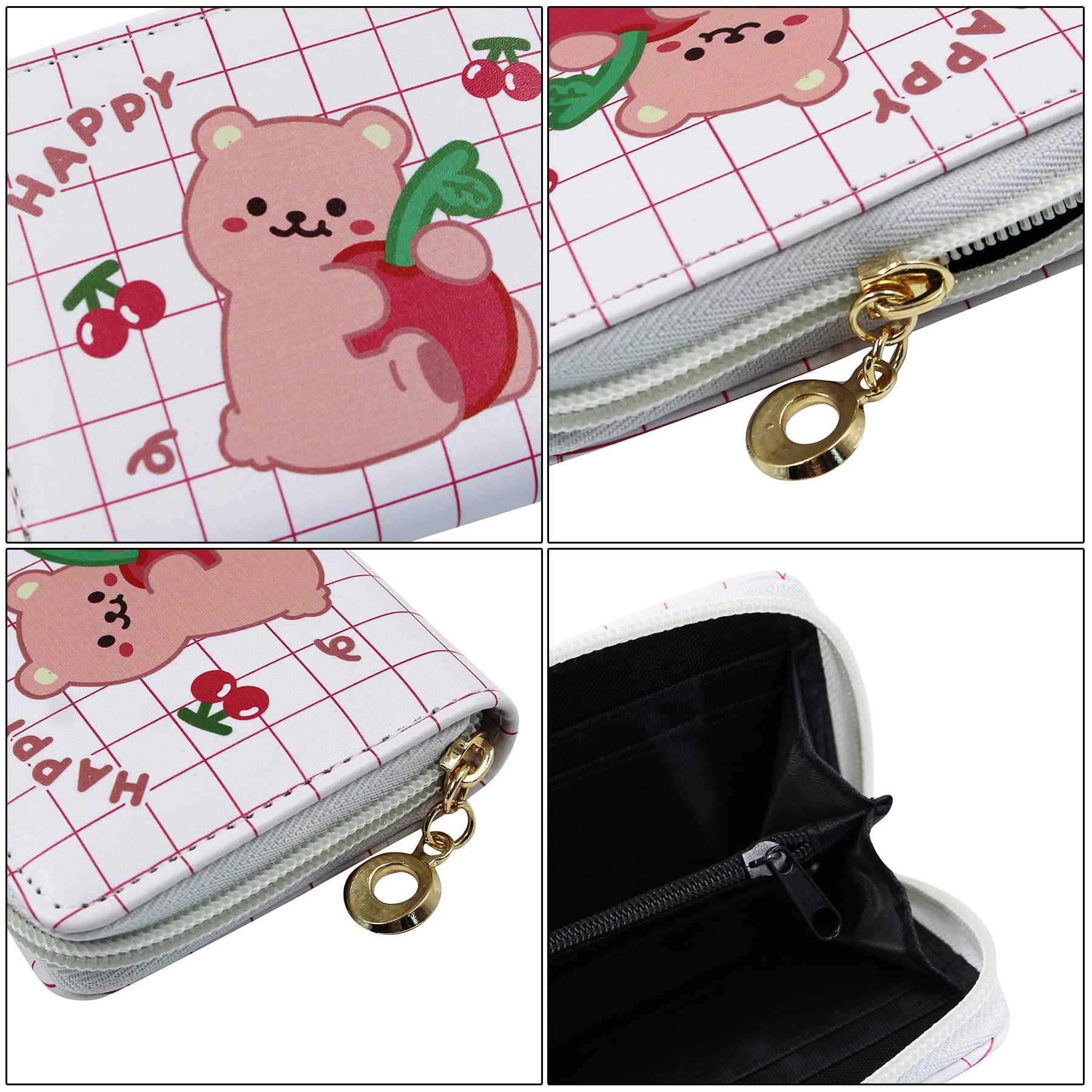 Cute Cartoon Print Slim Wallet for Women Credit Card Holder Small Zip-Around Coin Purse Card Case Organizer