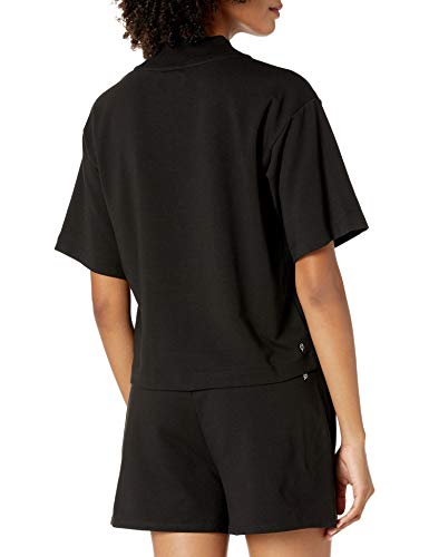The Drop Women's Adeline Loose Short Sleeve Mockneck Drop Shoulder T-Shirt, Black, S