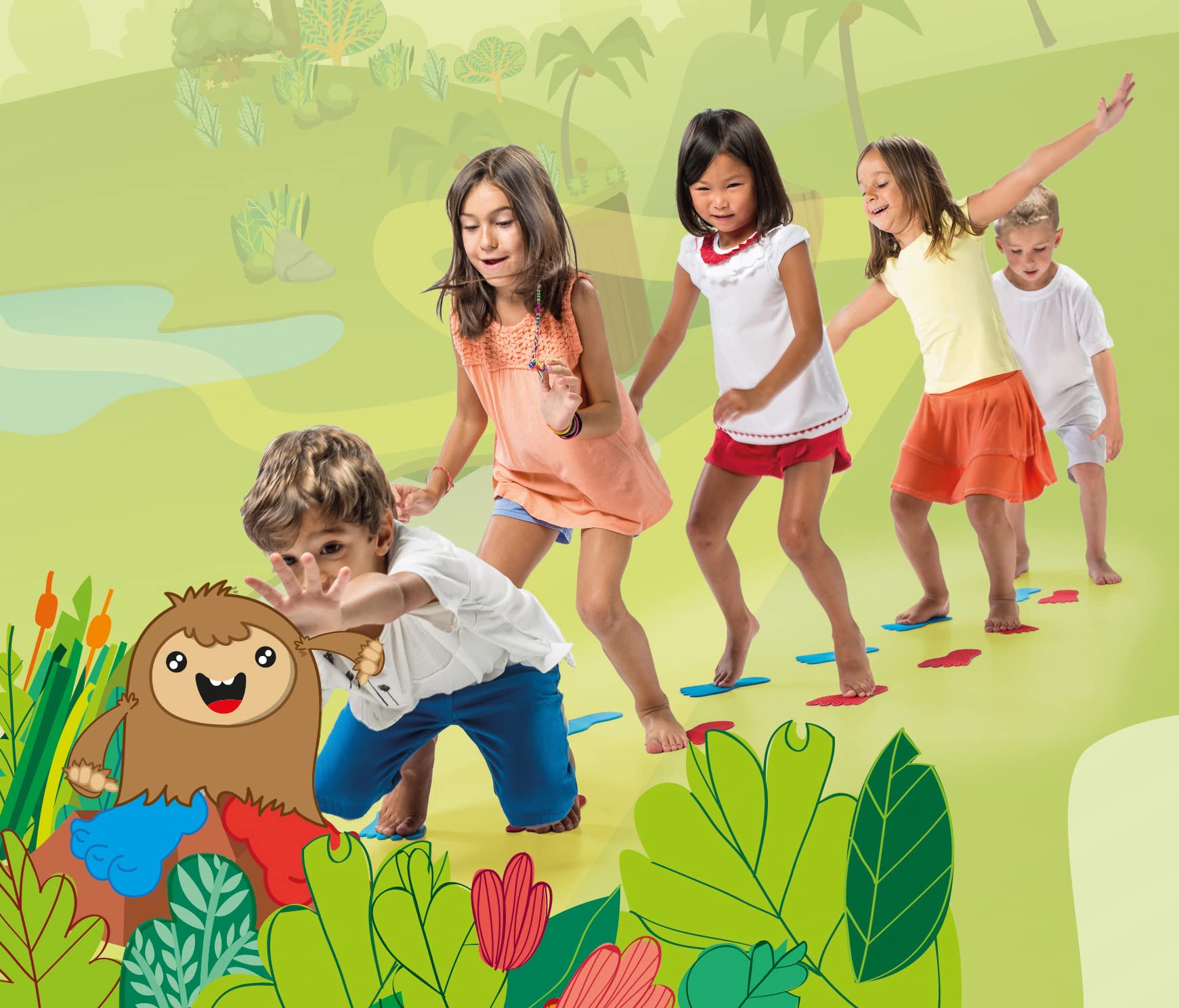 Miniland Educational - Follow The Big Foot Game - Balance, Coordination, And Concentration Activity For Preschool Kids, Promotes Teamwork Plus Cooperation In A Fun Interactive Playset