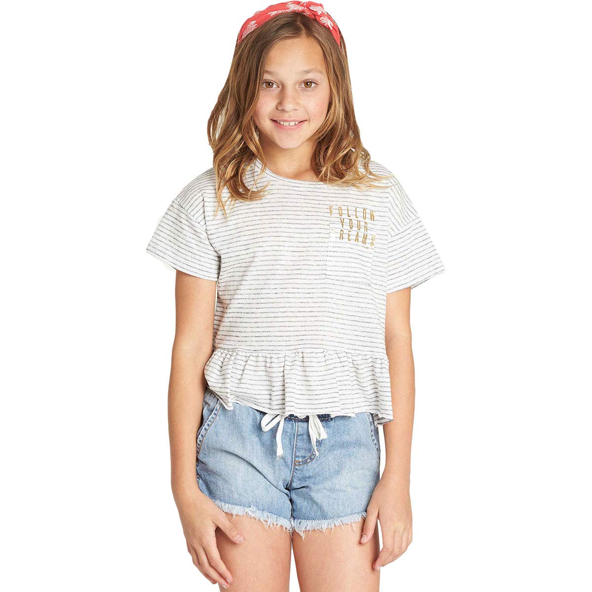 Billabong Girls' Big Sand and Sea Tee, White/Black, L