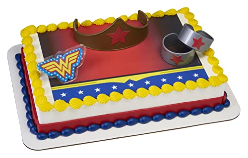 DecoPac 7222, Wonder Woman Strength and Power Cake Toppers, 3", count of 4