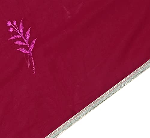 Peegli Indian Vintage Maroon Dress Material Georgette Blend Recycled Fabric Embroidered DIY Craft Textile