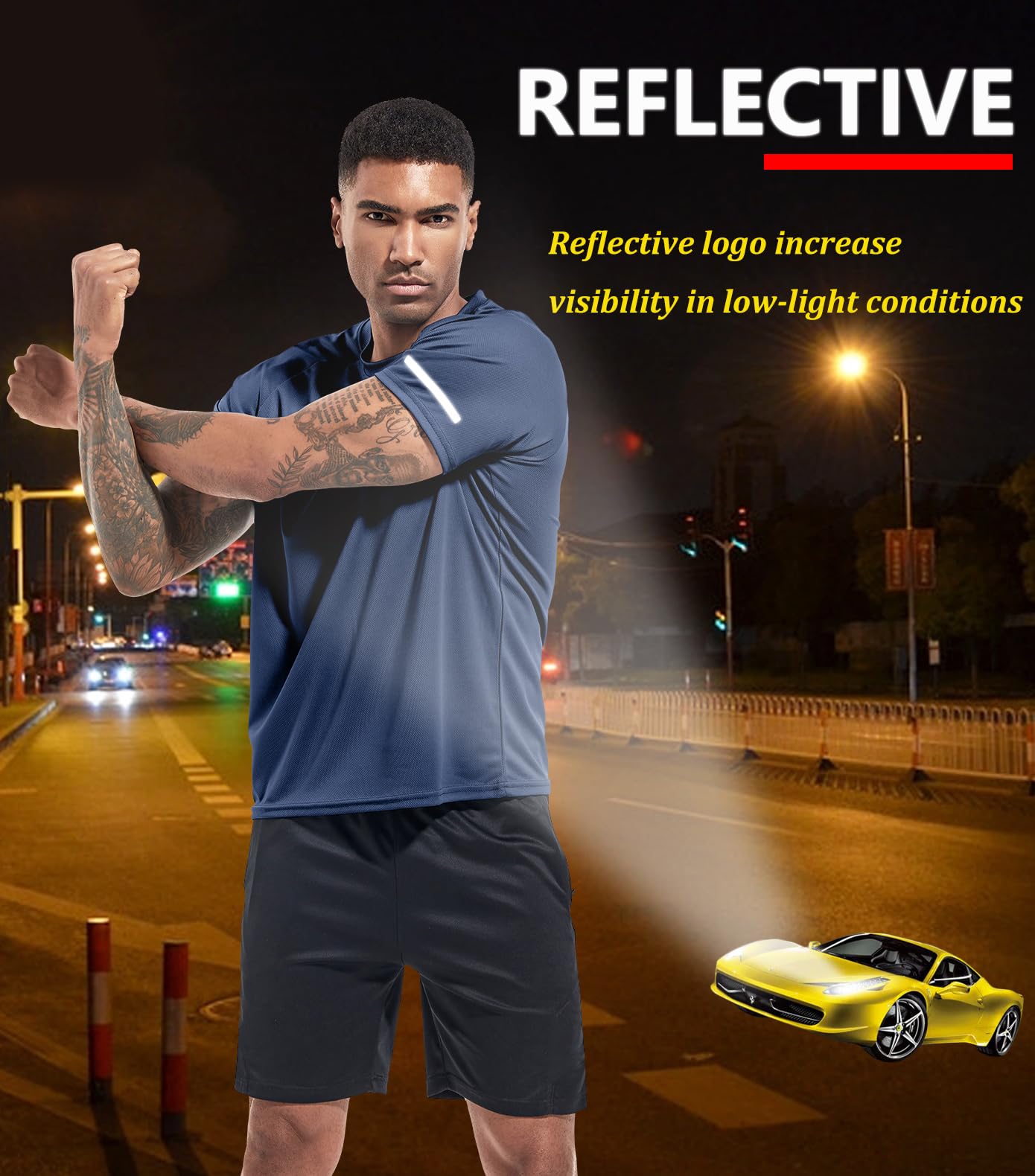 Boyzn 3 Pack Workout Shirts for Men, Moisture Wicking Quick Dry Active Athletic Men's Gym Performance T Shirts Black/Navy/Red-3P01-L