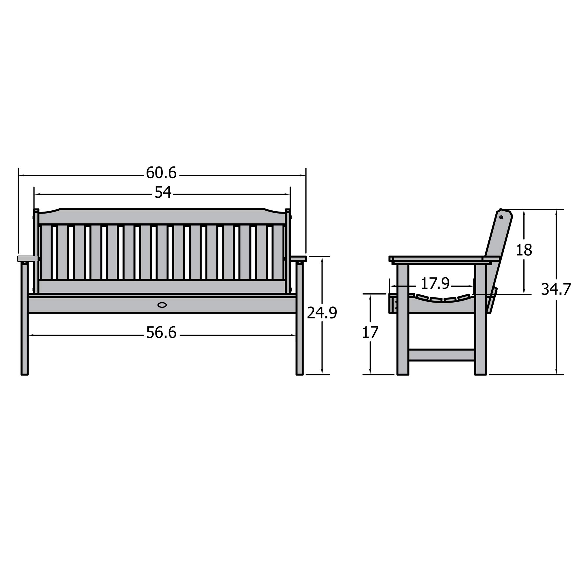 Highwood AD-BENW1-CGE Lehigh Garden Bench, 5 Feet, Coastal Teak