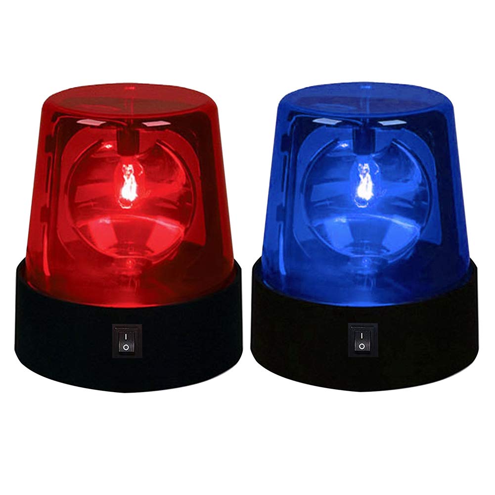 CALIDAKA Rotating Flashing Light, 3inch 360 Degree LED Strobe Light,Battery Powered DJ Flashing Stage Lights for DJ Show or Police Use(Blue,2pcs)
