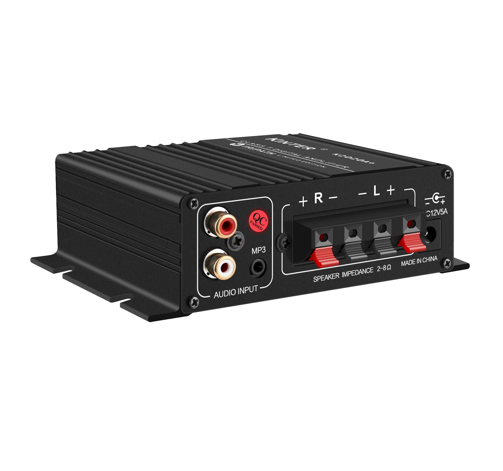 Kinter K2020A+ Limited Edition Original Tripath TA2020-020 Class-T Hi-Fi Audio Mini Amplifier with 12V 5A Power Supply Black
