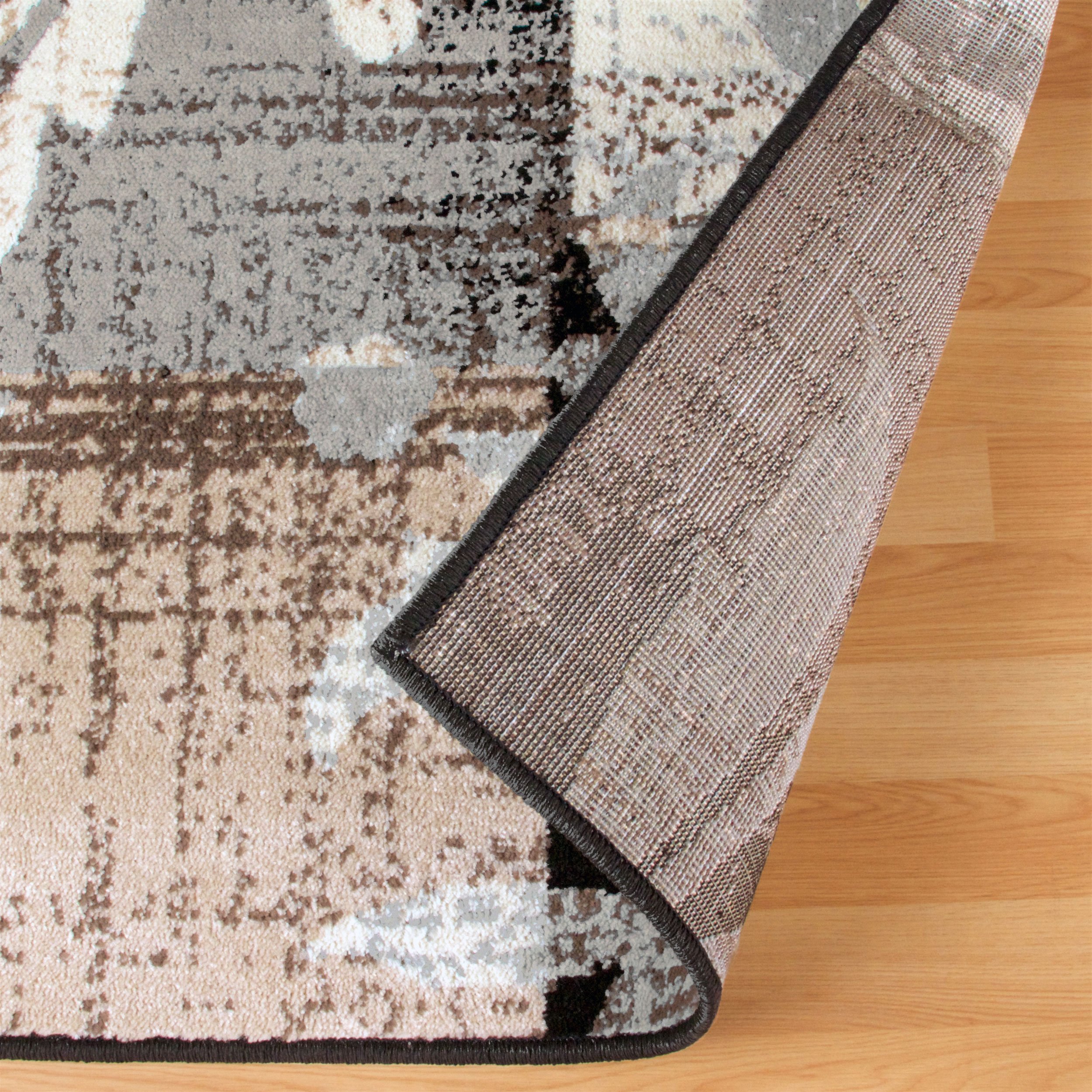 BNM Indoor Large Area Rug with Jute Backing, Floral Geometric Decor for Living Room, Kitchen, Bedroom, Office, Entryway, Hallway, Hardwood Floors, Pastiche Collection, 6' x 9', Beige