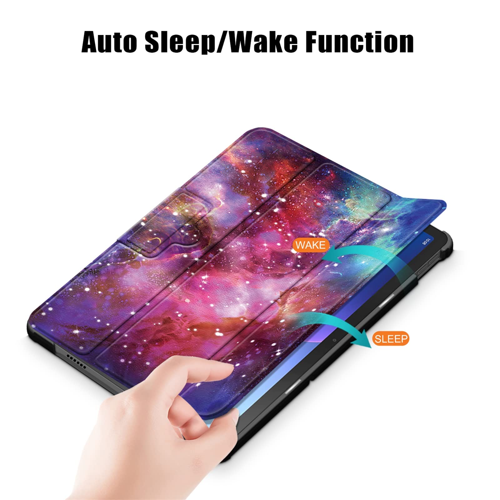 DETUOSI Slim Smart Case for Lenovo Tab M10 Plus 10.6 inch [3rd Gen] 2022 (TB-125F/TB-128F),【Auto Sleep/Wake】Tri-fold Folio Leather Protective Book Cover with Hard Back Shell + Magnetic Stand#Milky way