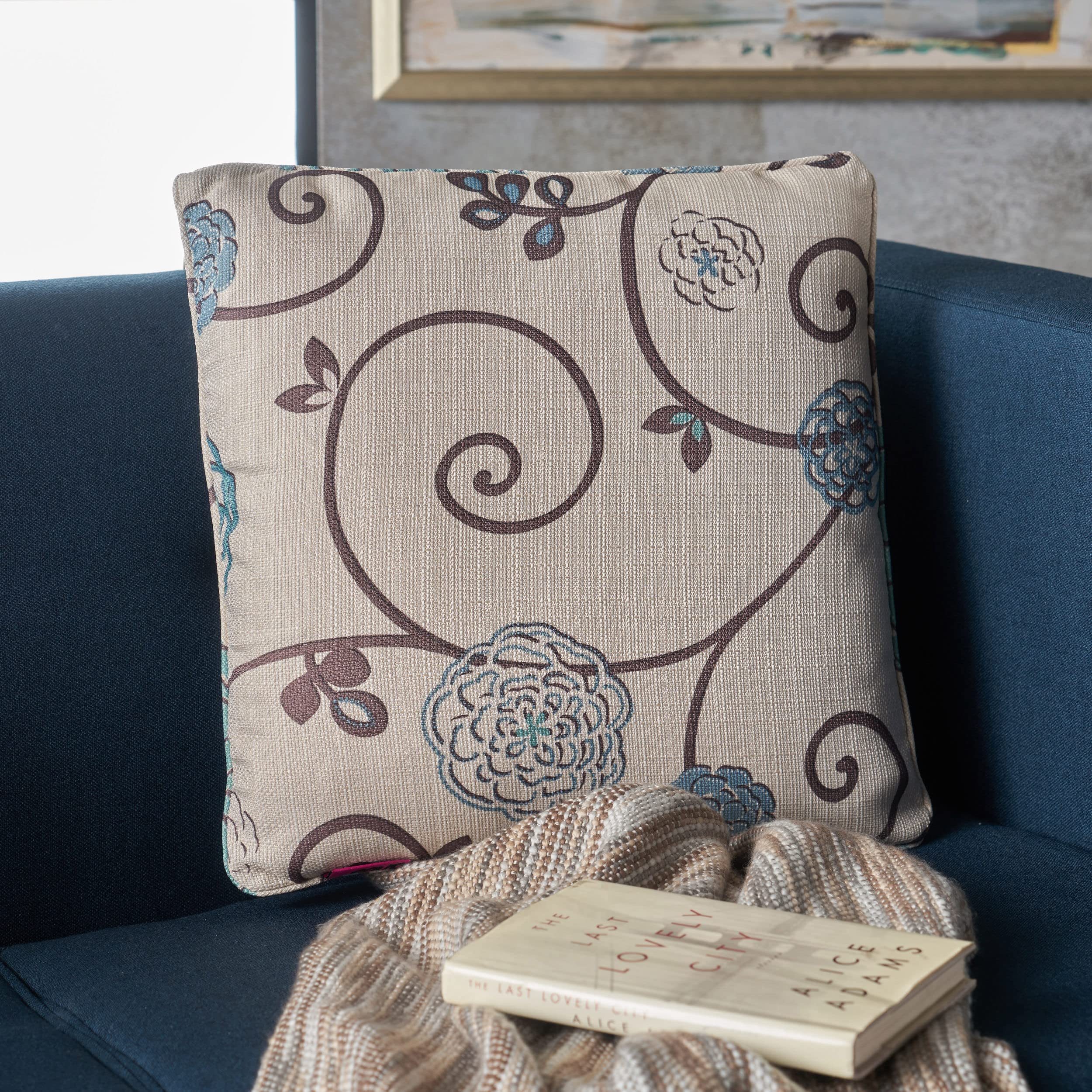 Christopher Knight Home Darvis Fabric Recliner Club Chair and GDFStudio Isadora New Velvet Throw Pillow Bundle