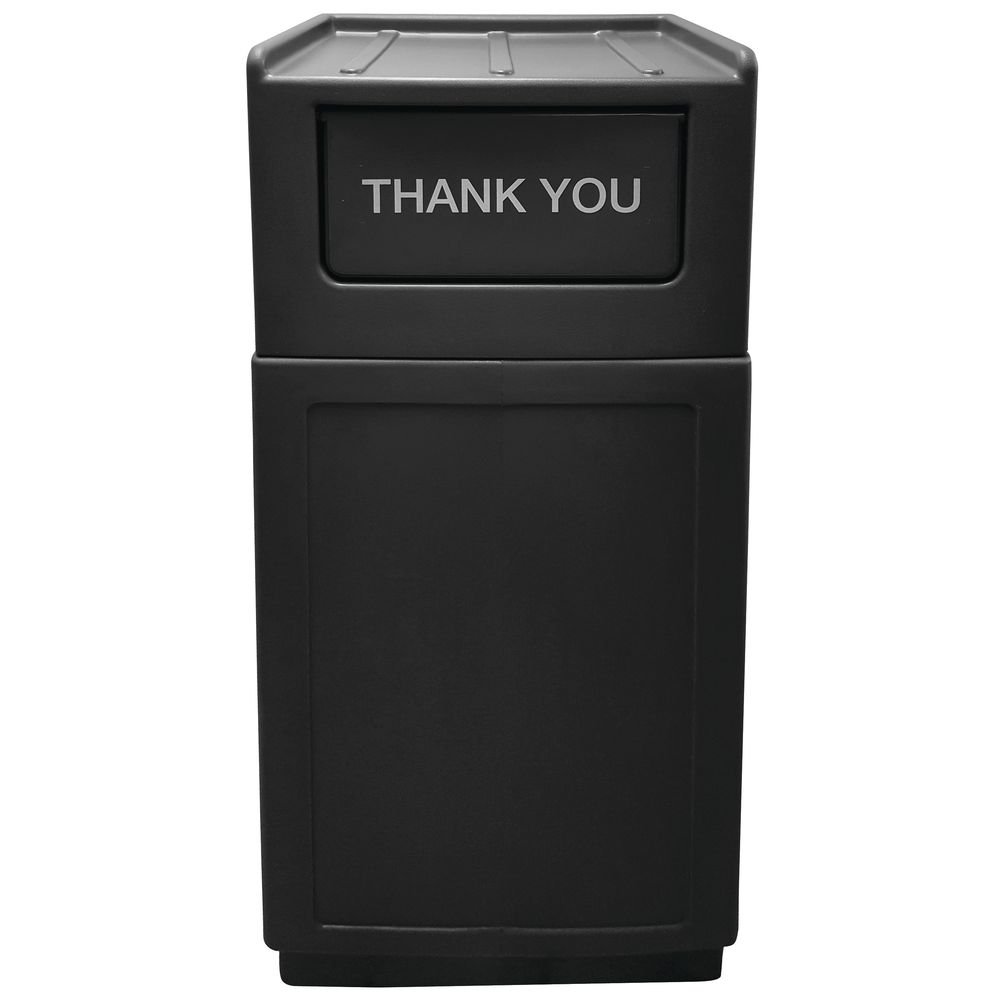 HUBERT Restaurant Trash Receptacle with Lid, 39 gal - 21 1/2" L x 14 1/2" W x 49" H