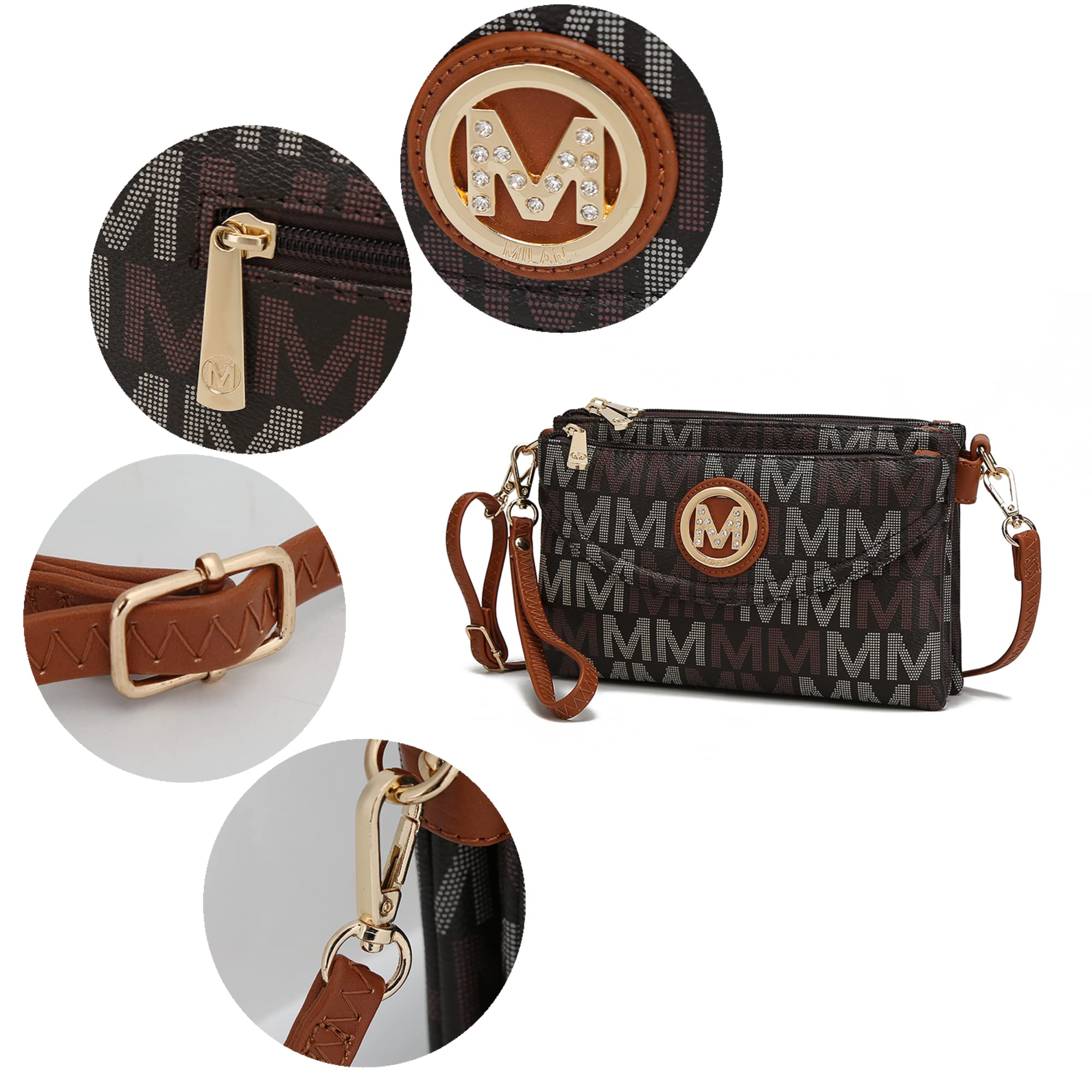 MKF Collection Crossbody Bag for Women Wristlet Strap, Vegan Leather Shoulder Bag Handbag Purse by Mia K