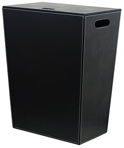 WS Bath Collections Ecopelle Leather Hamper with Internal Bag, 18.9" High, Black