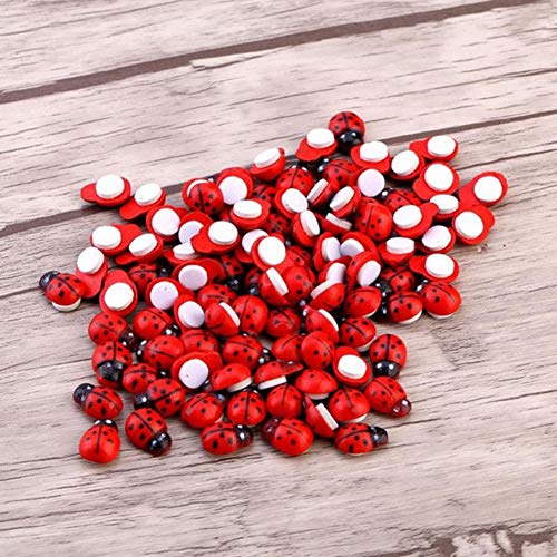 ekqw015l Miniature Ornaments Plant Pots, Bonsai Garden Accessories & 100Pcs/Set Manual Mini Wooden Ladybird Micro Landscape Decor DIY Wall Sticker
